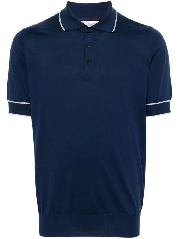 Brunello Cucinelli Striped-trim Polo Shirt