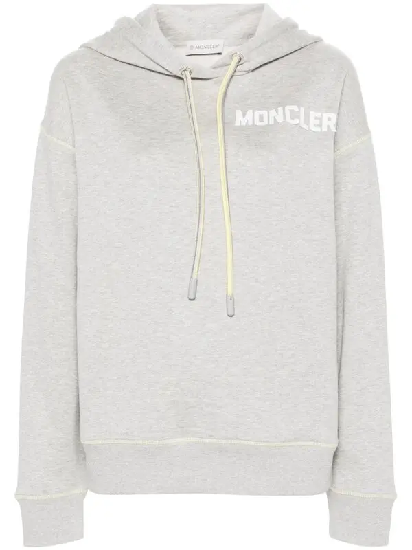 Moncler Logo-embroidered Cotton Hoodie - Grey