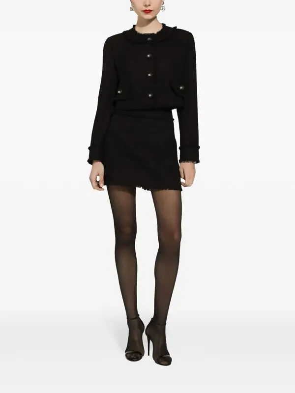 Dolce & Gabbana Cropped Tweed Jacket - Black