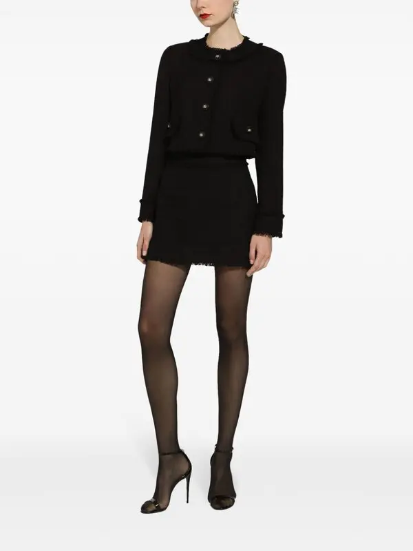 Dolce & Gabbana Cropped Tweed Jacket - Black