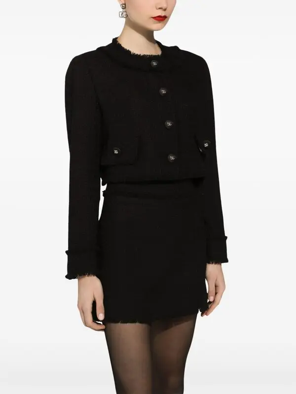 Dolce & Gabbana Cropped Tweed Jacket - Black