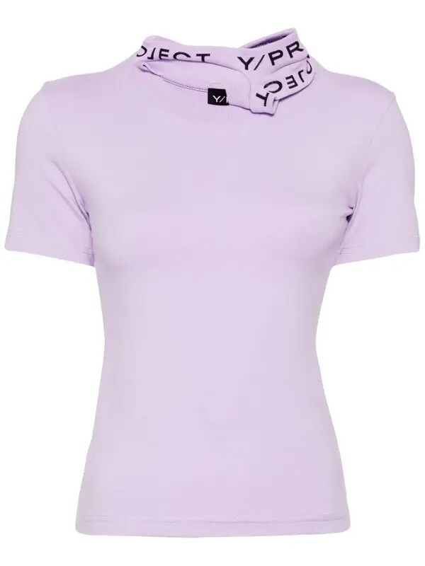 Y/project Logo-print Collar Jersey T-shirt - Purple