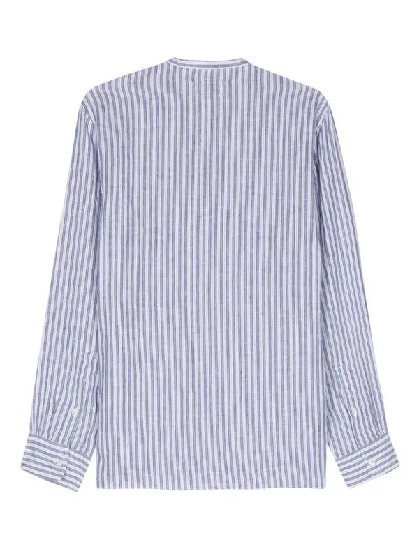 Officine Générale Striped Linen Blend Shirt - Blue