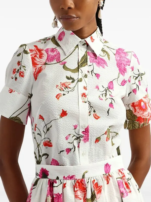 Erdem Floral-print Seersucker Shirt
