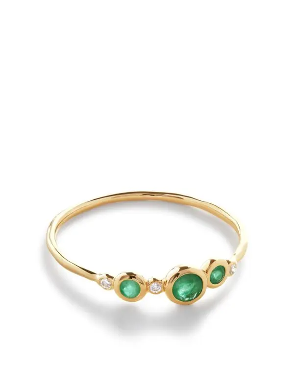 Monica Vinader 14kt Yellow Siren Diamond And Emerald Ring - Gold