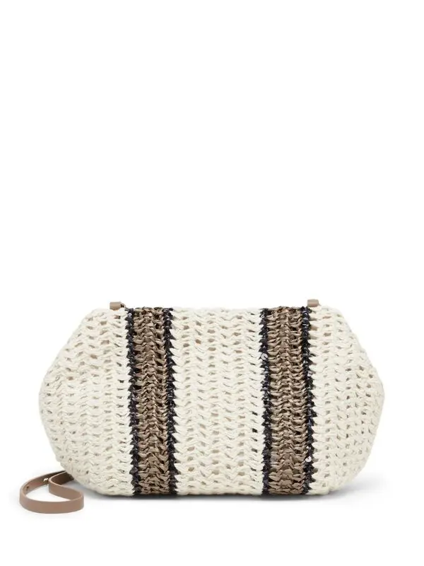 Brunello Cucinelli Striped Open-knit Shoulder Bag