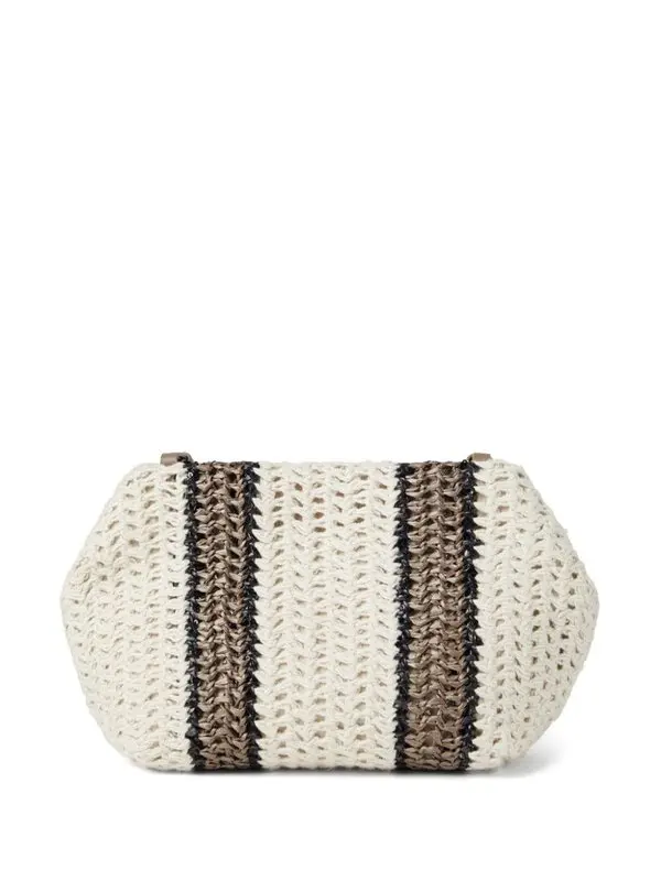 Brunello Cucinelli Striped Open-knit Shoulder Bag