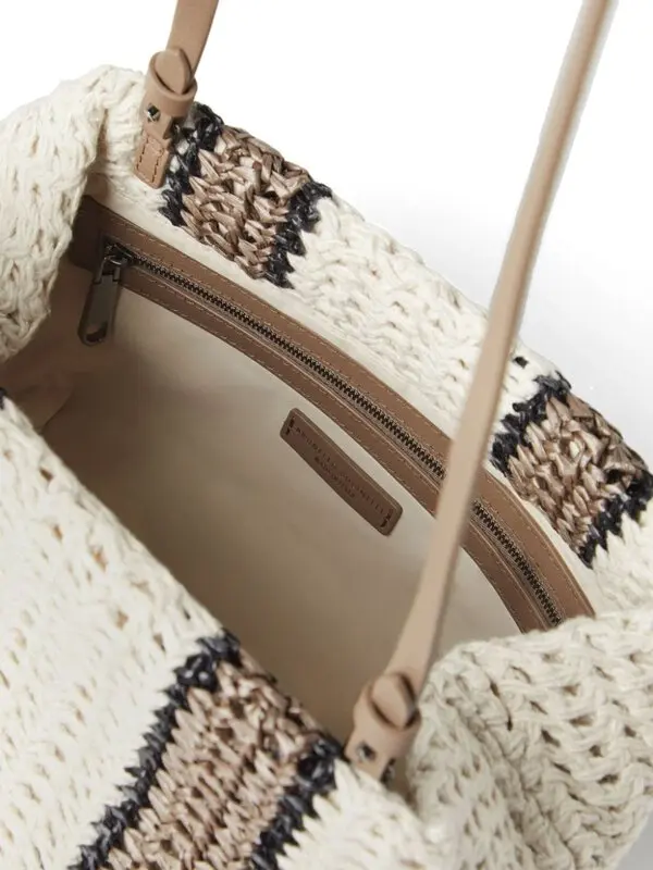 Brunello Cucinelli Striped Open-knit Shoulder Bag