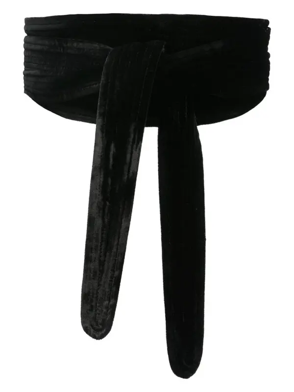 PIERRE-LOUIS MASCIA Double-layer Velvet Belt - Black
