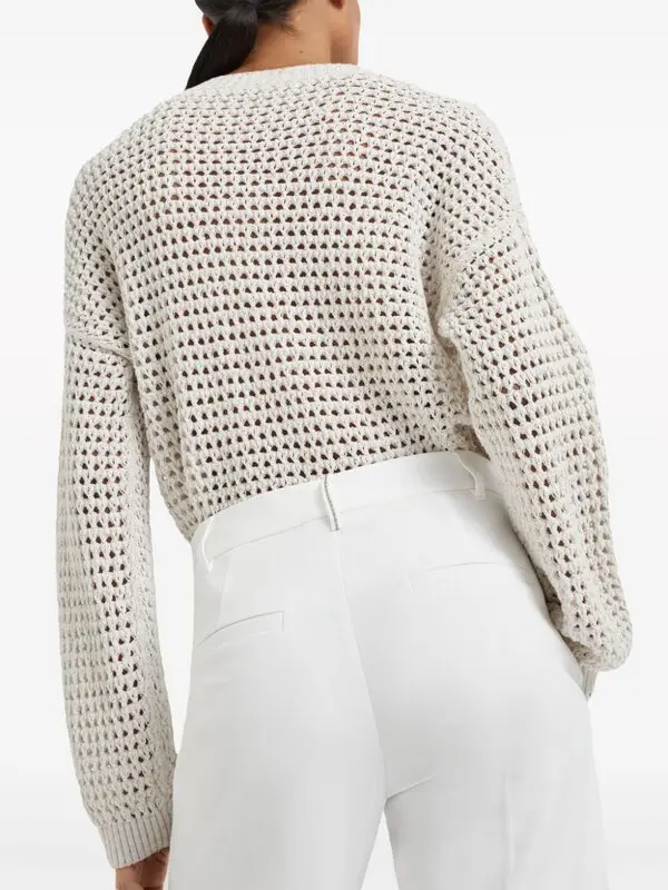 Brunello Cucinelli Cotton Tailored Straight Trousers With Monili Chain Detail