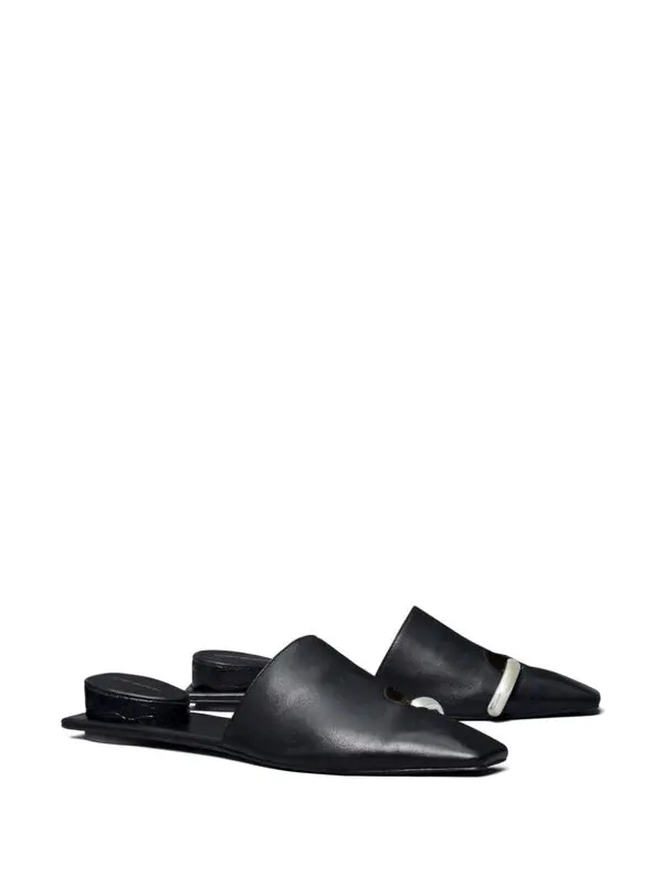 Tory Burch Pierced Leather Slippers - Black