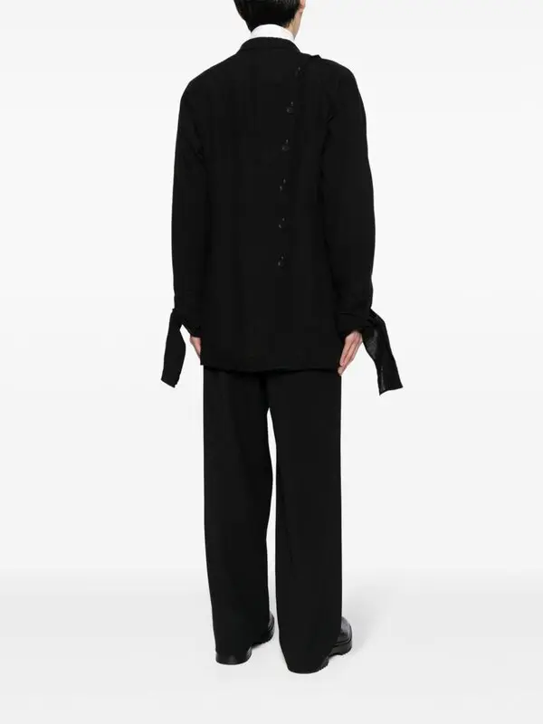 Yohji Yamamoto Safety-Pin Embellished Linen Blazer In Black - 57
