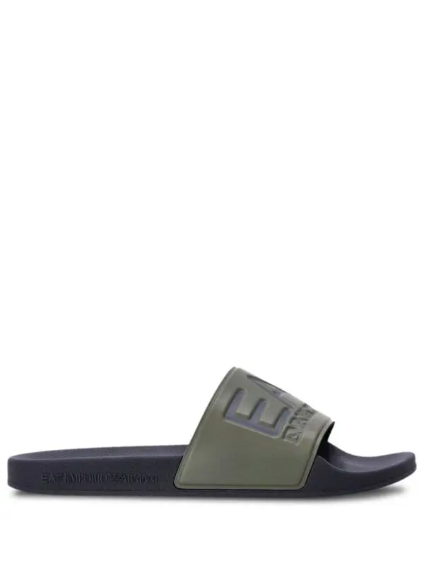 EA7 Logo-embossed Slides - Green