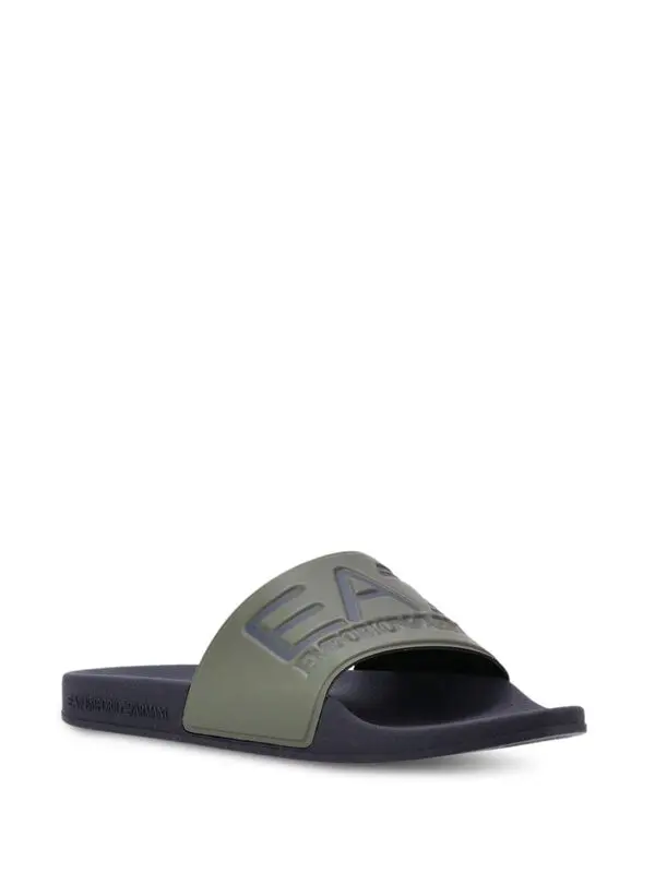 EA7 Logo-embossed Slides - Green