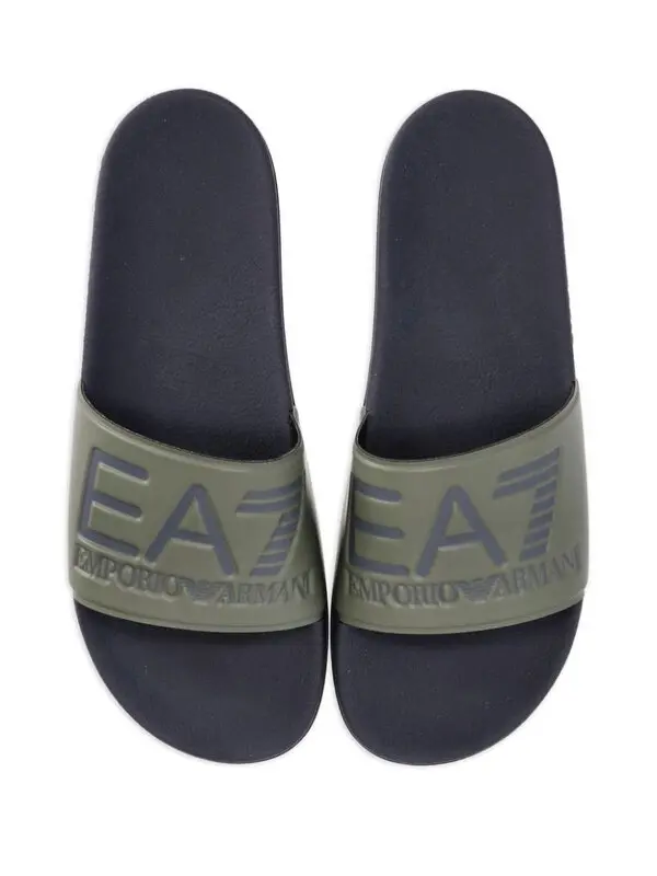 EA7 Logo-embossed Slides - Green