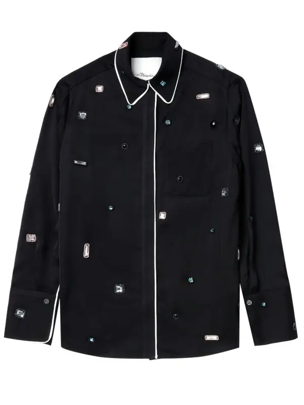 3.1 Phillip Lim Gemstoned Satin Pajama Shirt