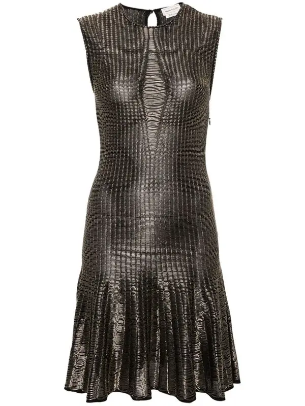 knit sweater dress women V Neck Sweater Mini Dress With Color Contrast main image 1