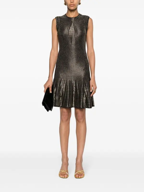 Alexander McQueen Metallic-threading Flared Dress
