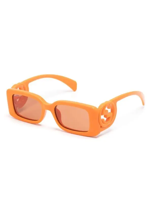 Gucci Interlocking G Rectangle-frame Sunglasses - Orange