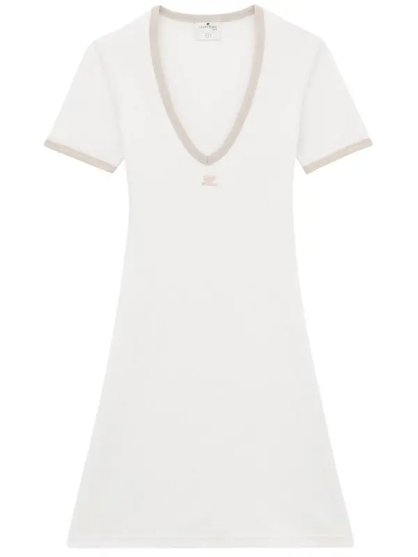 COURREGES Logo-patch Mini Dress - White