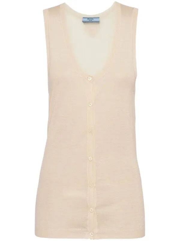 Prada Buttoned Cashmere Tank Top