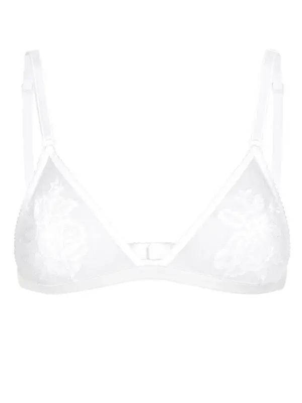 Dolce & Gabbana Floral-motif Triangle Bra - White