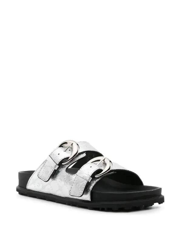 MARINE SERRE Ms Ground Laminated Slides - Silver