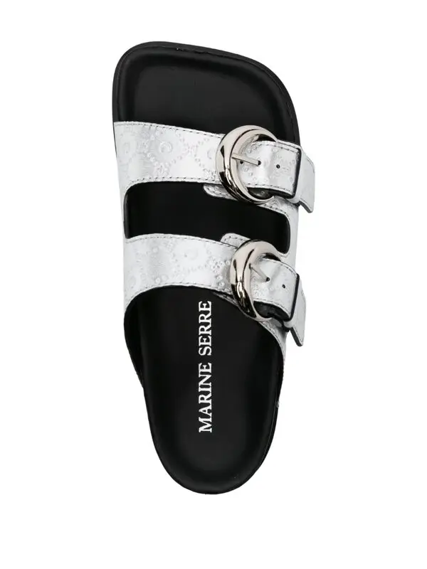 MARINE SERRE Ms Ground Laminated Slides - Silver