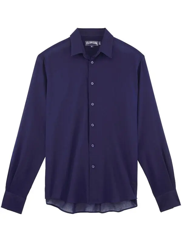 Vilebrequin Caracal Turtle-embroidered Voile Shirt - Blue