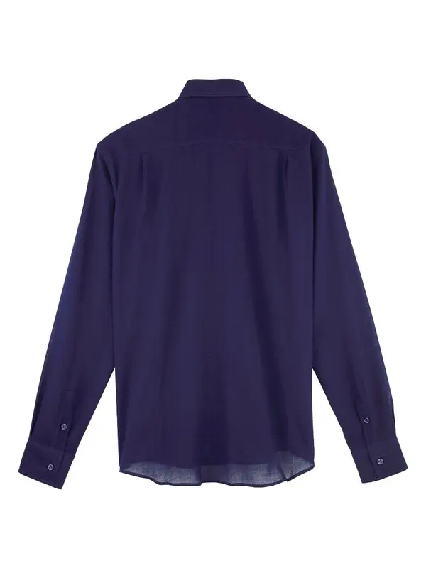 Vilebrequin Caracal Turtle-embroidered Voile Shirt - Blue