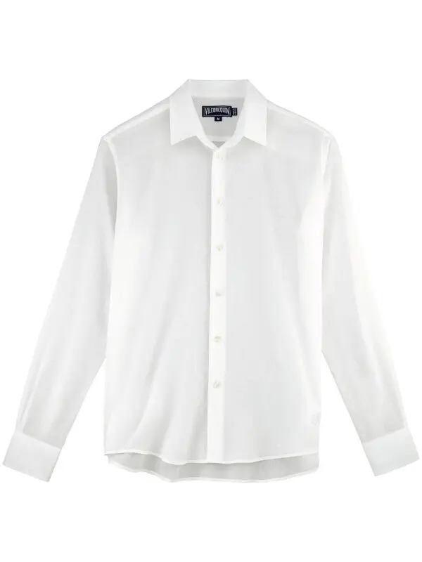 Vilebrequin Caracal Turtle-embroidered Voile Shirt - White