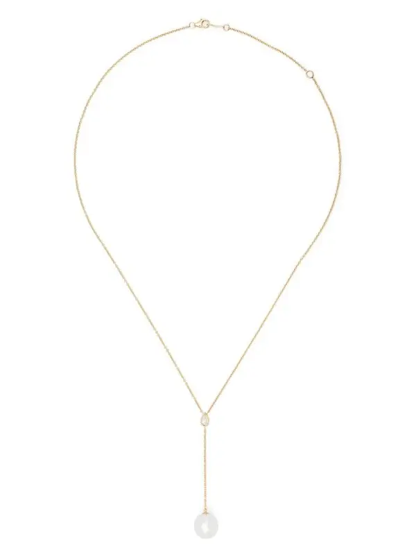 Mizuki 14kt Yellow Pearl And Diamond Y Necklace - Gold