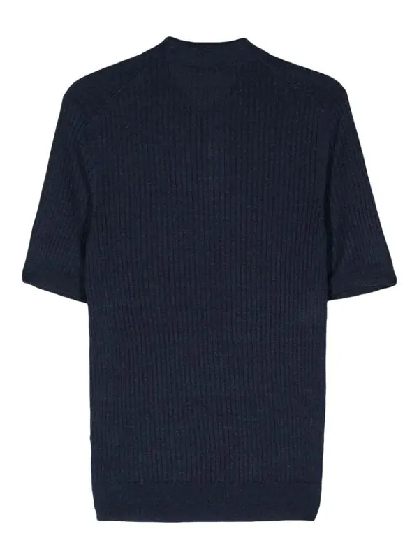 BARBA NAPOLI Ribbed-knit Polo Shirt - Blue