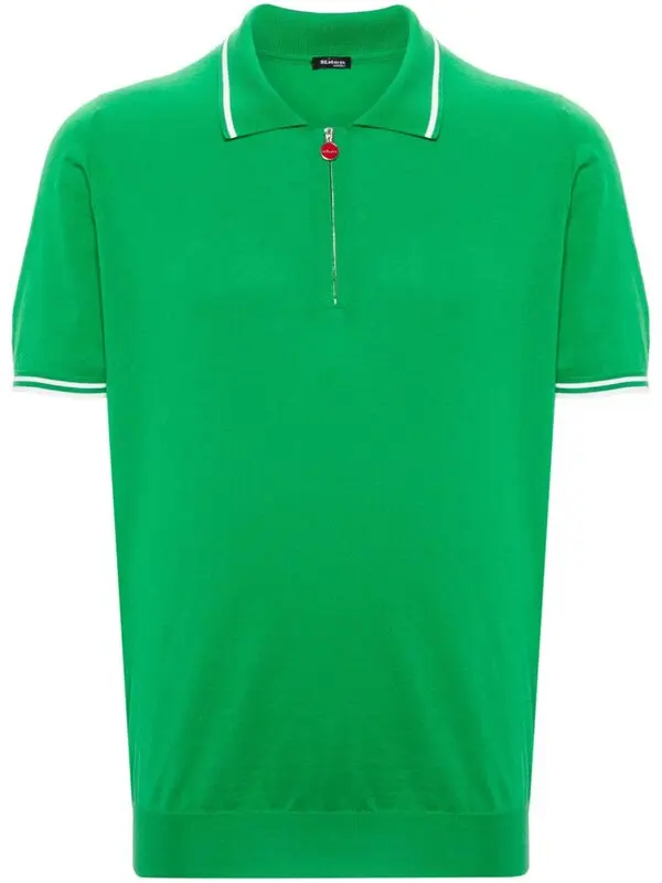 Kiton Striped-edge Cotton Polo Shirt - Green