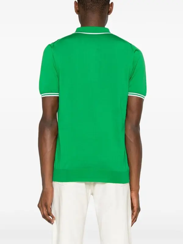 Kiton Striped-edge Cotton Polo Shirt - Green