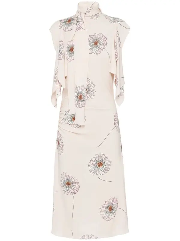 Prada Cameo Printed Midi Dress