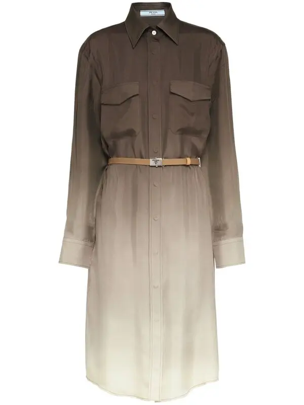 Prada Gradient Silk Shirt Dress
