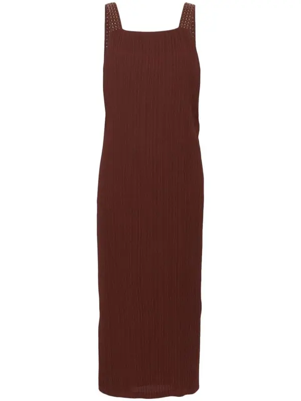 ALYSI Interwoven-straps Plissé Midi Dress