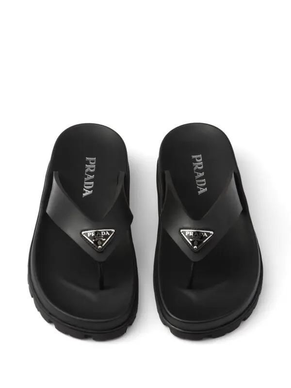 Prada Triangle-logo Flip Flops - Black