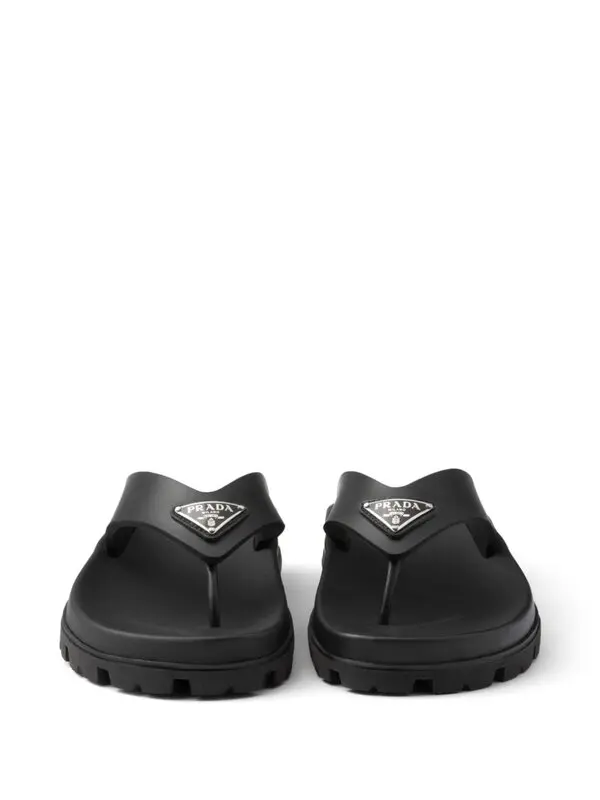 Prada Triangle-logo Flip Flops - Black