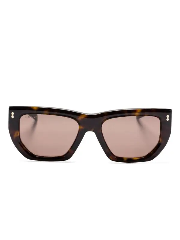 Gucci Geometric-frame Sunglasses - Brown
