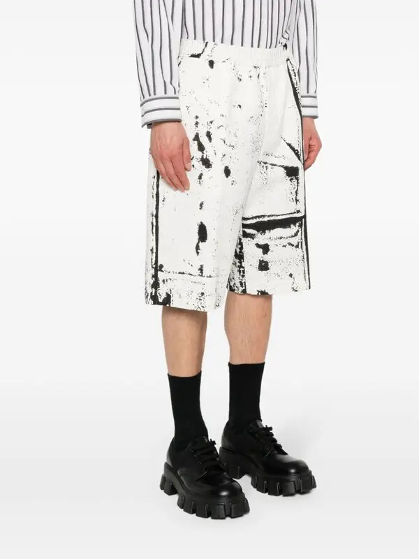 Alexander McQueen Abstract-print Twill Shorts