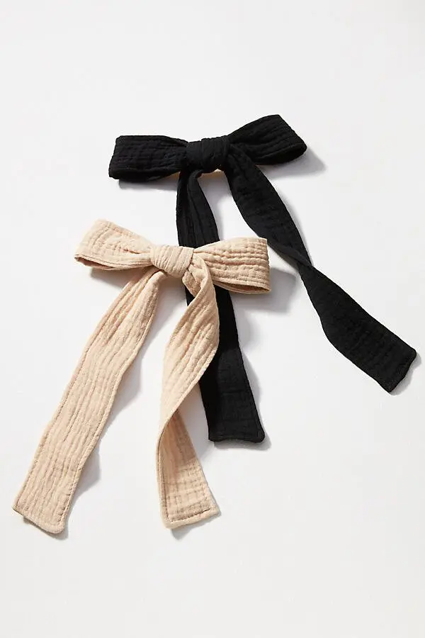 Anthropologie Gauzy Hair Bow Clips, Set Of 2 In Black - 23  display picture 1