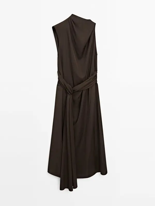 massimo dutti green asymmetric dress Massimo Dutti NWT asymmetric midi dress Olive green 6667/667