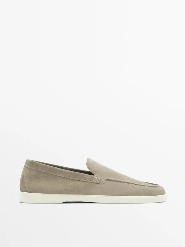 Massimo Dutti Split Suede Leather Loafers - Sand | Editorialist display picture 1