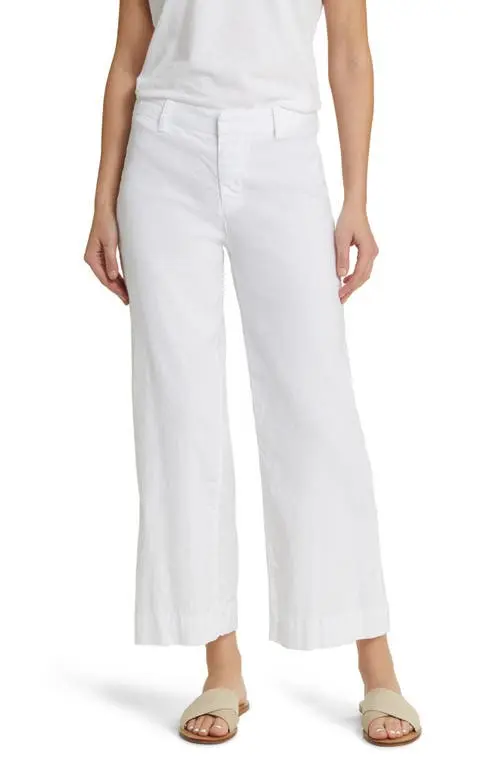 Frank & Eileen Wexford Wide Leg Cropped Pants - White Preformance Linen