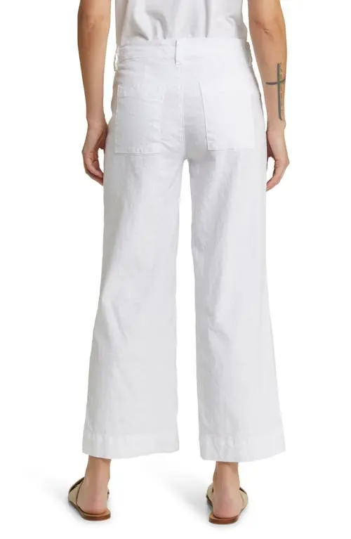 Frank & Eileen Wexford Wide Leg Cropped Pants - White Preformance Linen