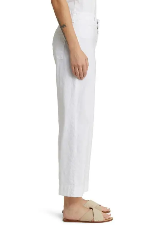 Frank & Eileen Wexford Wide Leg Cropped Pants - White Preformance Linen
