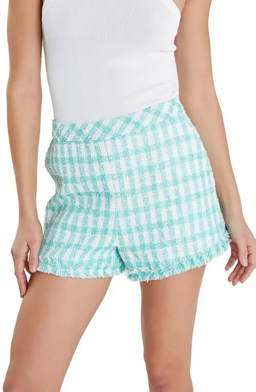 English Factory Check Bouclé Fringe Shorts