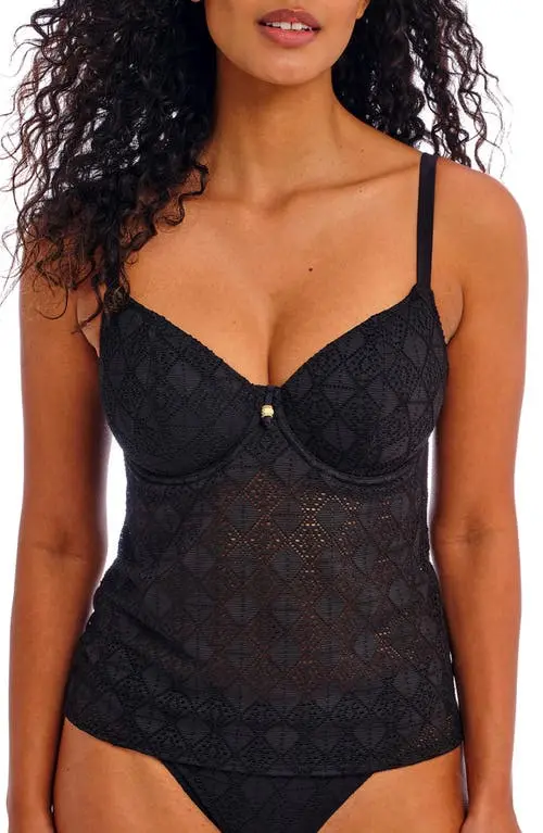 Freya Nomad Nights Underwire Plunge Tankini Top - Black